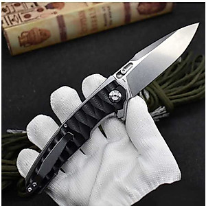 HUAAO Folding Pocket Knife, 3.7’’ M390 Steel Blade G10 Handle, Pocket Knife with Clip, Flipper, Liner Lock, Flip Knife for Outdoor Survival Camping Hiking