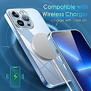 Supdeal Crystal Clear Case for iPhone 13 Pro Max, [Not Yellowing] [Military Grade Drop Tested] Shockproof Protective Phone Case Soft Silicone Slim Cover with Camera Protection, 6.7 inch, Blue