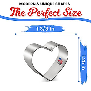 Foose Cookie Cutters Valentine Mini Heart Cookie Cutter 1.5 in, Tin Plate Steel, Handmade in USA