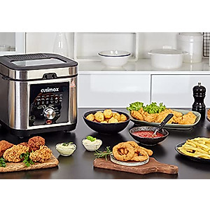 CUSIMAX Deep Fryer with Basket 2.6Qt 1200-Watt Electric Deep Fryer For the Home, with Drip Hook, Removable Lid, View Window and Oil Filtration Deep Fat Fryer