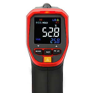UNI-T UT301A+ Infrared Thermometer, Not for Human, -25.6°F to 788°F (-32°C to 420°C) Non-Contact Digital Laser Temperature Gun with LCD Display, Red & Grey