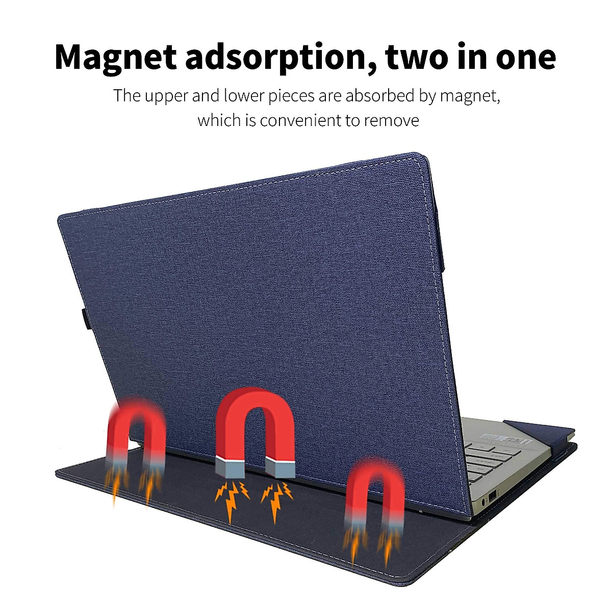 RUNMEIJIA Laptop Case Cover for Hp Spectre X360 16" 16-f / 16t-f 2023 2022 [Do Check Model] Notebook Sleeve Computer Bag Protective PU Leather Shell (Blue)