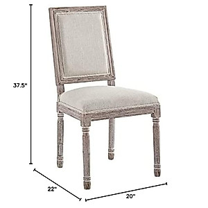 Modway Court French Vintage Upholstered Fabric Dining Chair in Beige