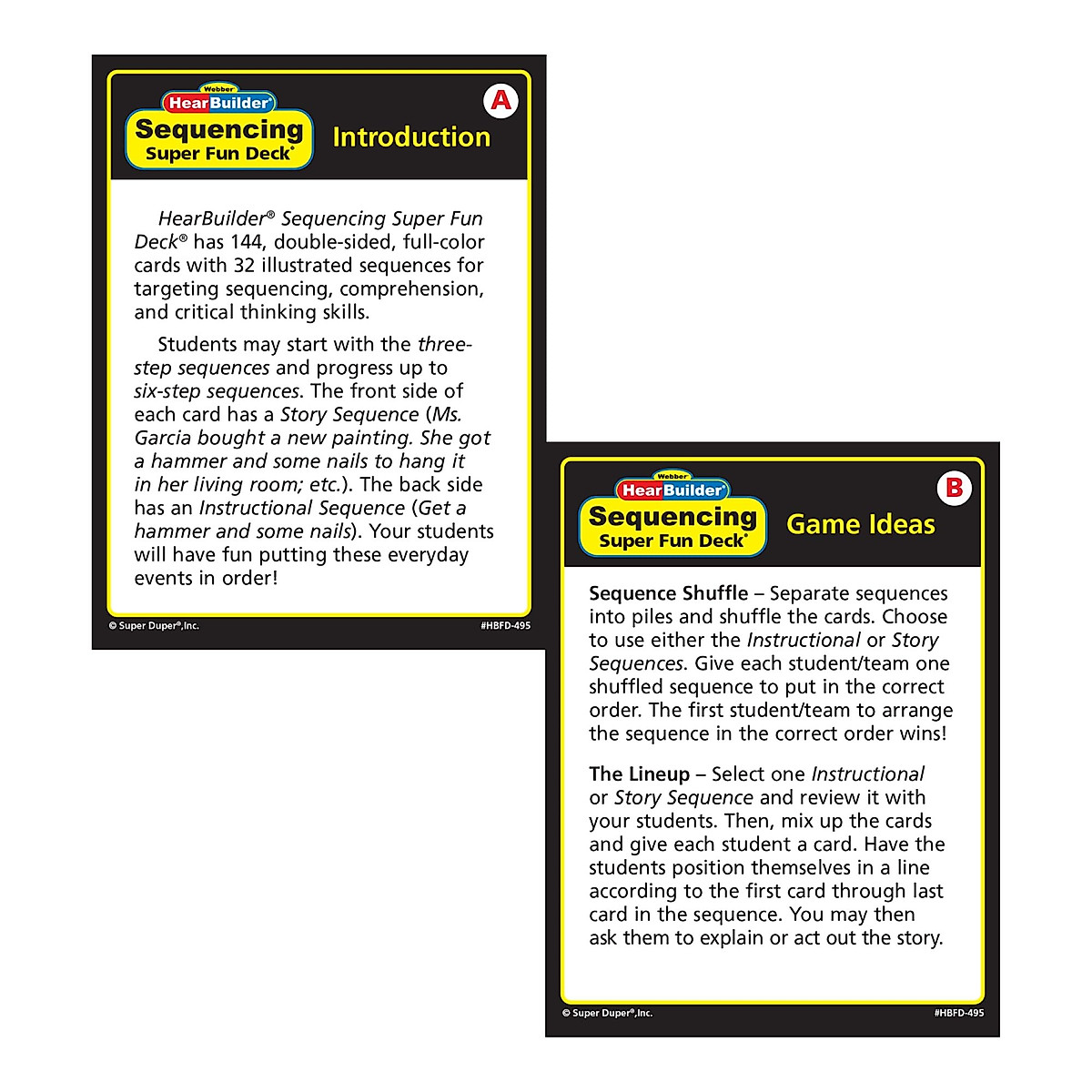 Super Duper Publications | HearBuilder Sequencing Flash Card Fun Deck | Educational Learning Resource for Children
