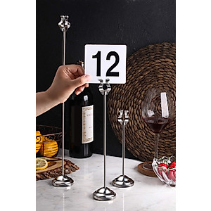 New Star Foodservice 27792 Stainless Steel Table Number Holder/Heavy Casting Base, Set of 6, 12-Inch