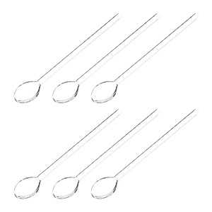 DOITOOL Glass Coffee Spoon Stirring Spoon, Rod Mixing Spoon Long Handle Spoons, Tea Stirrers Clear Petite Teaspoons Heat Resistant for Tea Sugar Bar Party- Clear, Set of 6