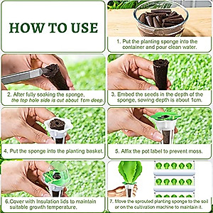 Potchen 400 Pcs Hydroponic Growing Kit Include Replacement Grow Baskets Plant Sponges Labels Stickers Clear Lids, Germination Compatible with System (Flower Style)