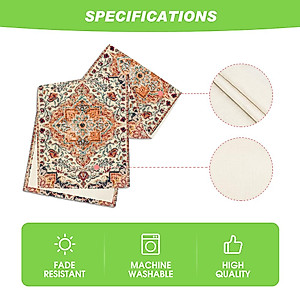 Artoid Mode Boho Bohemia Style Orange Table Runner, Country Rustic Farmhouse Magical Fall Kitchen Dining Table Decoration for Home Party Decor 13x72 Inch