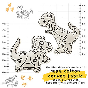 Kiboo Kids Dinosaur Toys for Coloring - T-Rex and Triceratops, Cotton Canvas, Washable Markers Included, Sustainable Toys, Educational Arts & Crafts for Parents, Grandparents, Gifts for Preschoolers