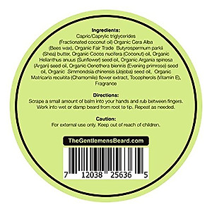 The Gentlemen's Beard Premium Beard Balm - Gentlemen’s Scent - Leave-in Conditioner & Softener - All Natural - Styles, Strengthens, Thickens & Softens Promoting Healthier Beard & Mustache Growth