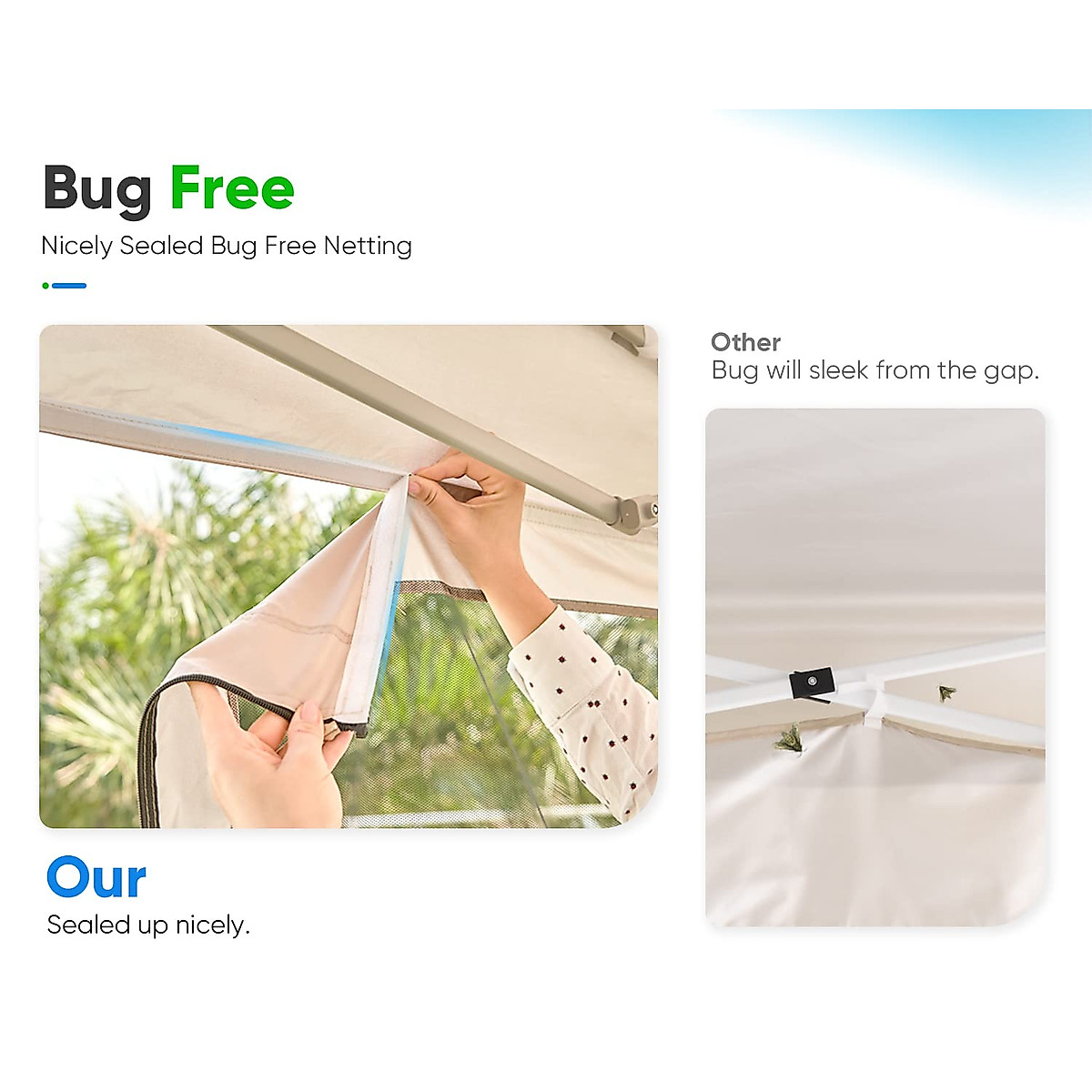 Quictent 8'x8’ Pop up Screened Canopy Tent with Mosquito Netting, Portable Easy up Outdoor Screen House Shelter for Patio, Camping and Picnic, Includes Wheeled Carry Bag (Tan)