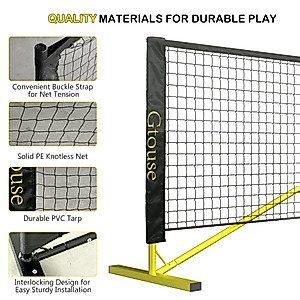 Gtouse Pickleball Nets,Pickleball Nets Portable Outdoor,22FT Regulation Size Pickleball Net for Driveway with Carry Bag,Portable Pickleball Net for Pickleball Court