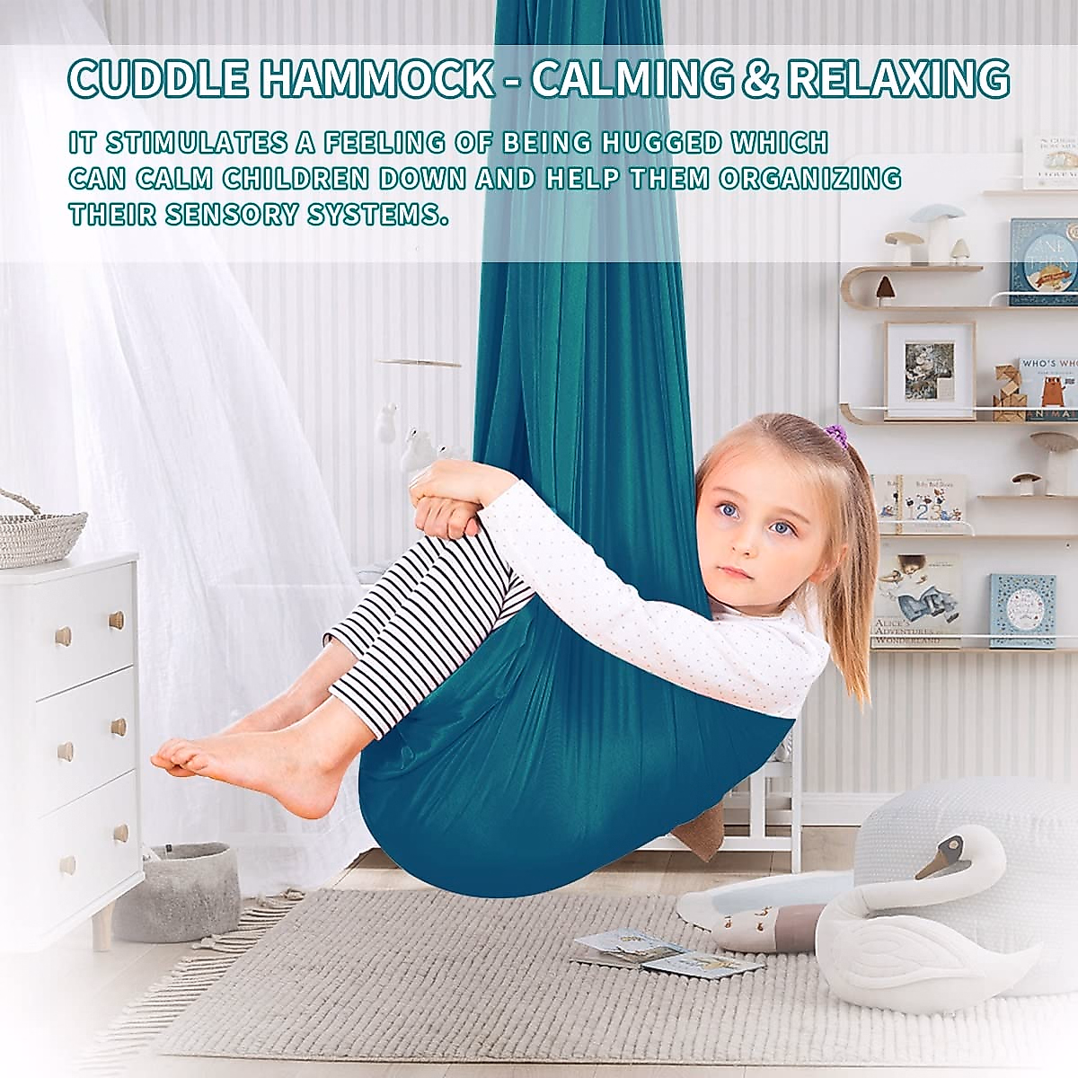 Sensory Swing for Kids and Adults with Special Needs Therapy Swing Cuddle Swing Indoor Outdoor Kids Swing Hammock for Child & with Autism, ADHD, Aspergers, Sensory Integration (Hardware Included)