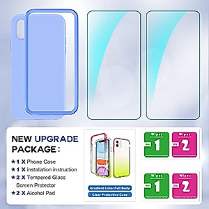 LeYi for iPhone X Case, iPhone Xs Case, iPhone 10 Case with 2 Pack Tempered Glass Screen Protector, Silicone Full Body Cute Slim Women Phone Case Cover for iPhone 10/X/Xs, Violet