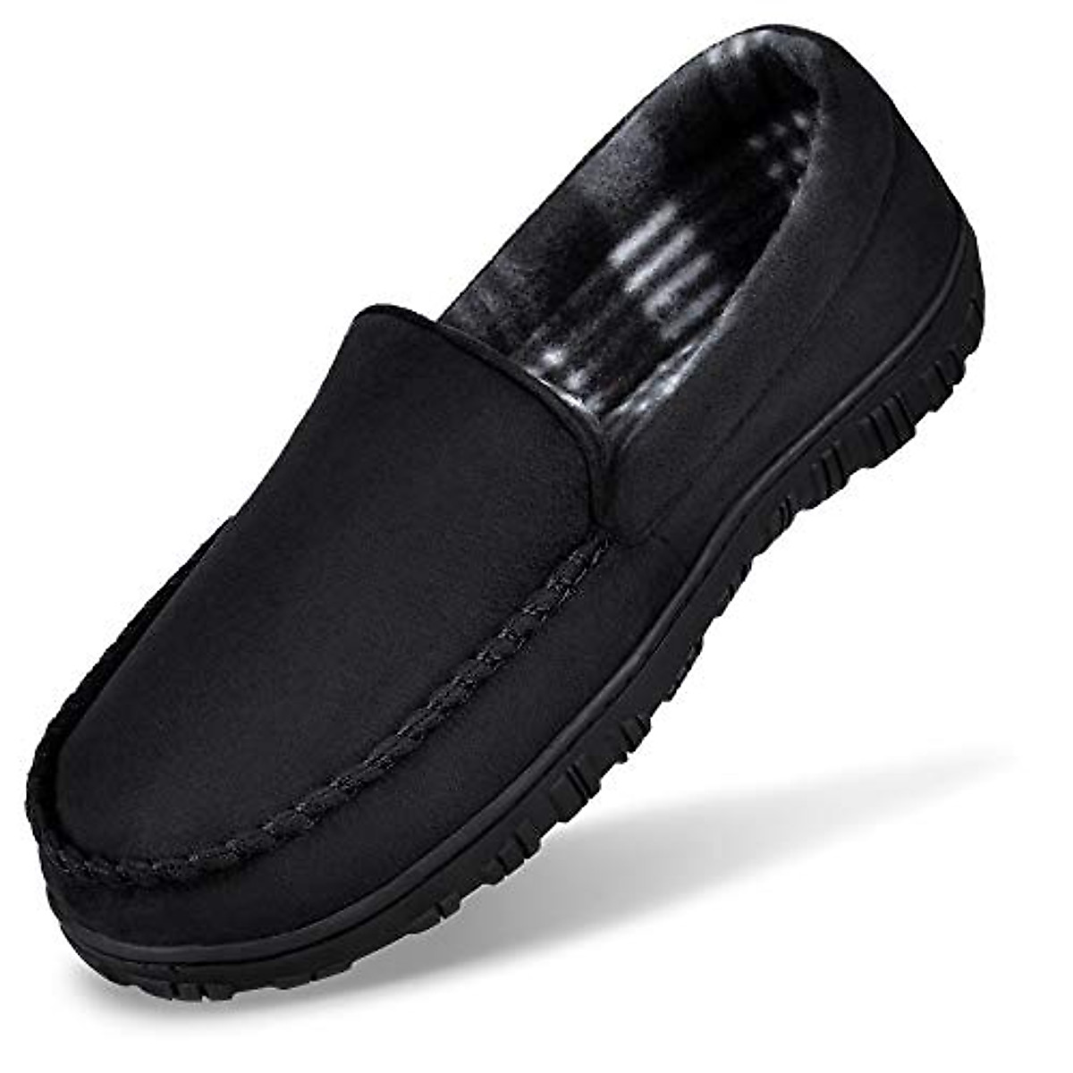 MIXIN Slippers for Men House Shoes Moccasin with Comfortable Memory Foam Indoor Outdoor Shoes Black 10.5
