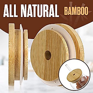 Houseables Glass Cups With Lids And Straws, Reusable Iced Coffee Glasses, 16oz, Set Of 12, Can Shaped Cute Tumbler, Bamboo Lid, For Drinking, Smoothie, Tea, Cocktail, Cold Brew, Soda, Travel Cup