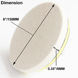 JUNLIXN 6" Wool Polishing Pads, 5pcs Wool Felt Polishing Pad Buffing Wheels Flocking Hook & Loop Back for Random Orbital Sander