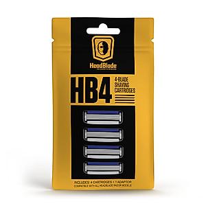 HeadBlade ATX Razor and HB4 Refill Shaving Razor Blades (4 Blades)