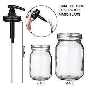 4 Pack Mason Canning Jar Syrup Dispenser Coffee Syrup Dispenser Pump Lids Set with Labels and Pen Honey Dispenser Syrup Pump for 16 oz Regular Mouth Mason Canning Jars