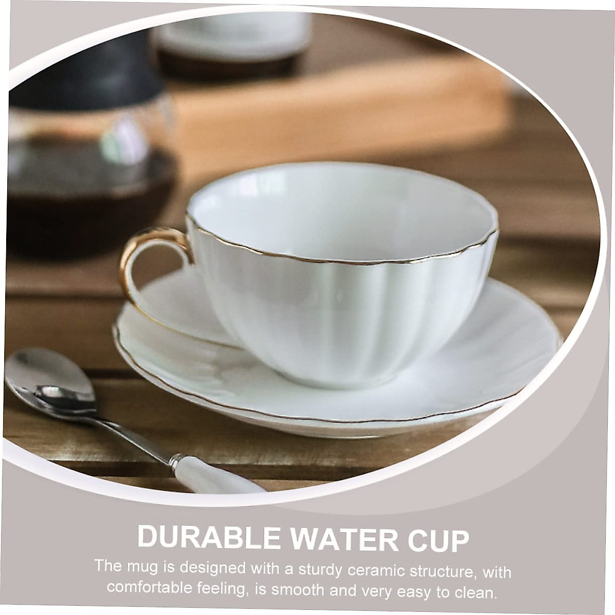 DOITOOL 1 Set Coffee Cup Set Tea Cup with Spoon and Saucer Coffee Cup with Dish Coffee Cups and Saucer Espresso Glasses Espresso Cups and Saucer British White Ceramics Lovers Drinking Cup