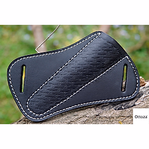 Ottoza Leather Knife Sheaths for Fixed Blade Knives, RIGHT HAND CROSS DRAW Knife Sheath, Leather Knife Sheath for Belt, Leather Knife Holster Belt Knife Holder, Pancake Knife Sheath for Belt No:336