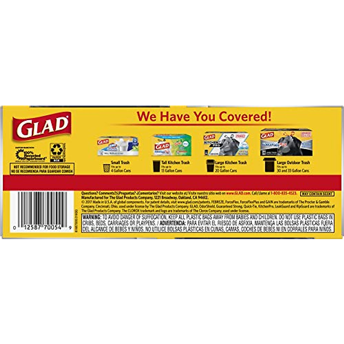 GLAD Strong Quick-Tie Large Trash Bags, 30 Gallon Bags for Large Kitchen Trash Can, 21 Count (Package May Vary)