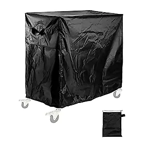 QWORK Rolling Cooler Cart Cover, Waterproof 80 Quart Oxford Patio Ice Chest Protective Covers, 36L x 20W x 34H inch, Fits Most Patio Ice Chest Party Cooler, Outdoor Beverage Cart Cover, Black