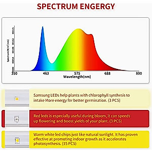 Plant Grow Light 6 Packs T5＆Full Spectrum 3500K 6500K＆Red LED with Auto Cycle Timer 3/6/12Hours Dual Channel 4 Brightness Level Growing Lamp for Indoor Plants from Seeding to Harvest