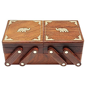 ITOS365 Handmade Wooden Jewelry Box/Case/Storage for Women Jewel Organizer Gift Items Brown