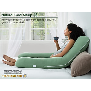 QUEEN ROSE Cooling Pregnancy Pillows, U Shaped Full Body Maternity Pillow for Pregnant Support, Rayon Derived from Bamboo, Buttery Soft, Super Breathable for Hot Sleeper, Green