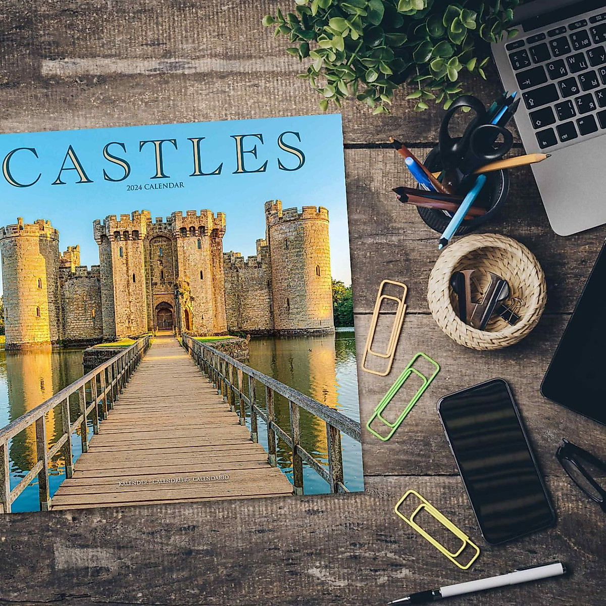 2023 2024 Castles Monthly Wall Calendar - Travel Calendar - 12 x 24 Open - Thick No-Bleed Paper - Giftable - Academic Teacher's Planner Calendar Organizing & Planning Calendar