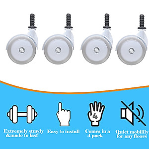 Baby Walker Wheels Replacement, Set of 4, Baby Walker Accessories, Plastic Rubber Wheels Casters, Universal Wheels (Rubber Grey)
