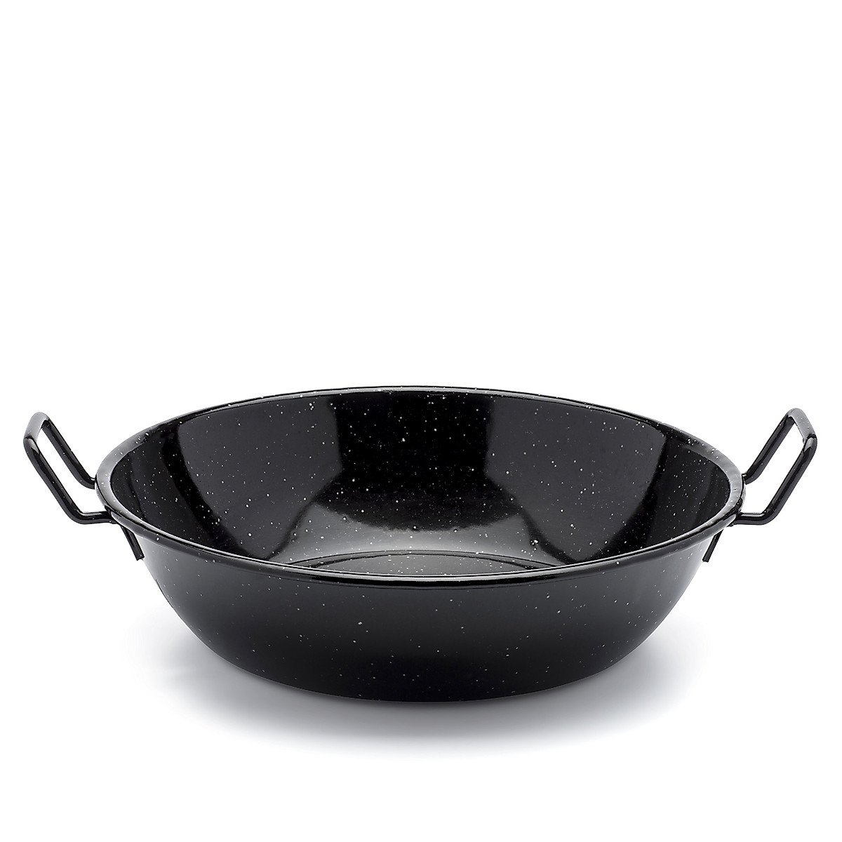 Zinel 4506 Pan Kadai/Wok with Handles, Enamel, Black/White Dots, 30cm