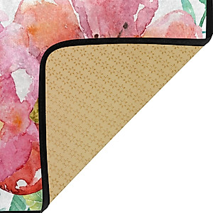 Pink Flower Kitchen Mat Floral Bouquet Kitchen Rug 39 X 20 Inch White Under Sink Mats Non Slip Soft Standing Mats Anti Fatigue Floor Mat Bath Rug Runner Doormat Carpet for Outside Decor