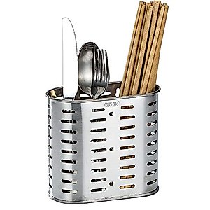 kaileyouxiangongsi Self Adhesive 2 Compartments Mesh Utensil Drying Rack/Chopsticks/Spoon/Fork/Knife Drainer Basket Flatware Storage Drainer , 304 Stainless Steel