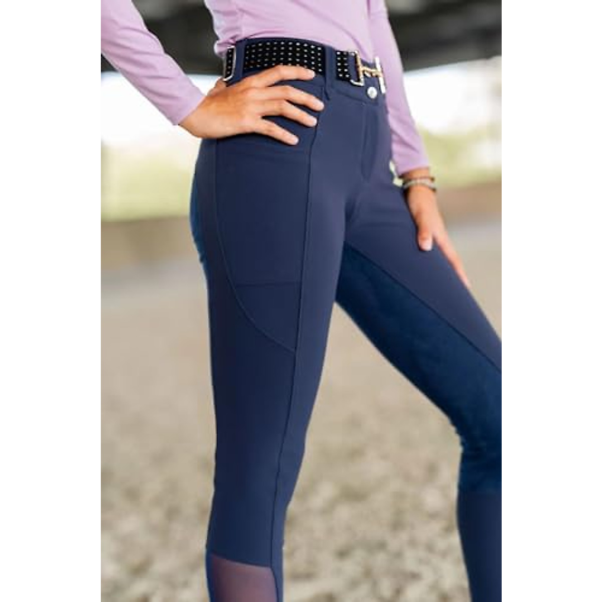 FREE RIDE EQUESTRIAN Belts, Horseback Riding Belts for Women, Stretchable And Comfortable Waist Belt (Black Glitter Bit belt)