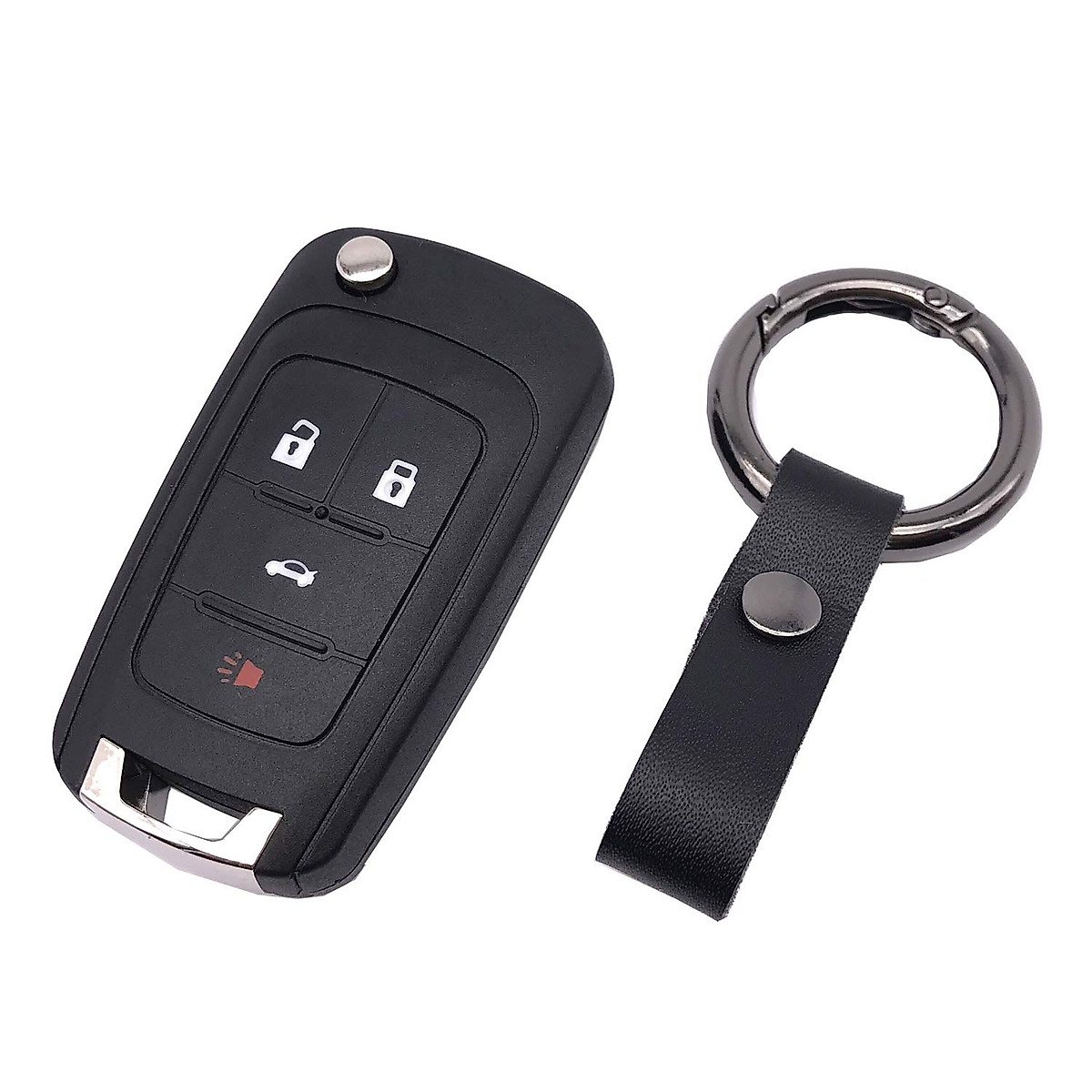 Key Fob Cover Case Shell with Keychain Fit for Chevrolet Chevy Cruze 2010 2012 2011 2014 Camaro Impala Aveo Epica Lova Keyless Entry Flip Remote Car Key Housing (1)