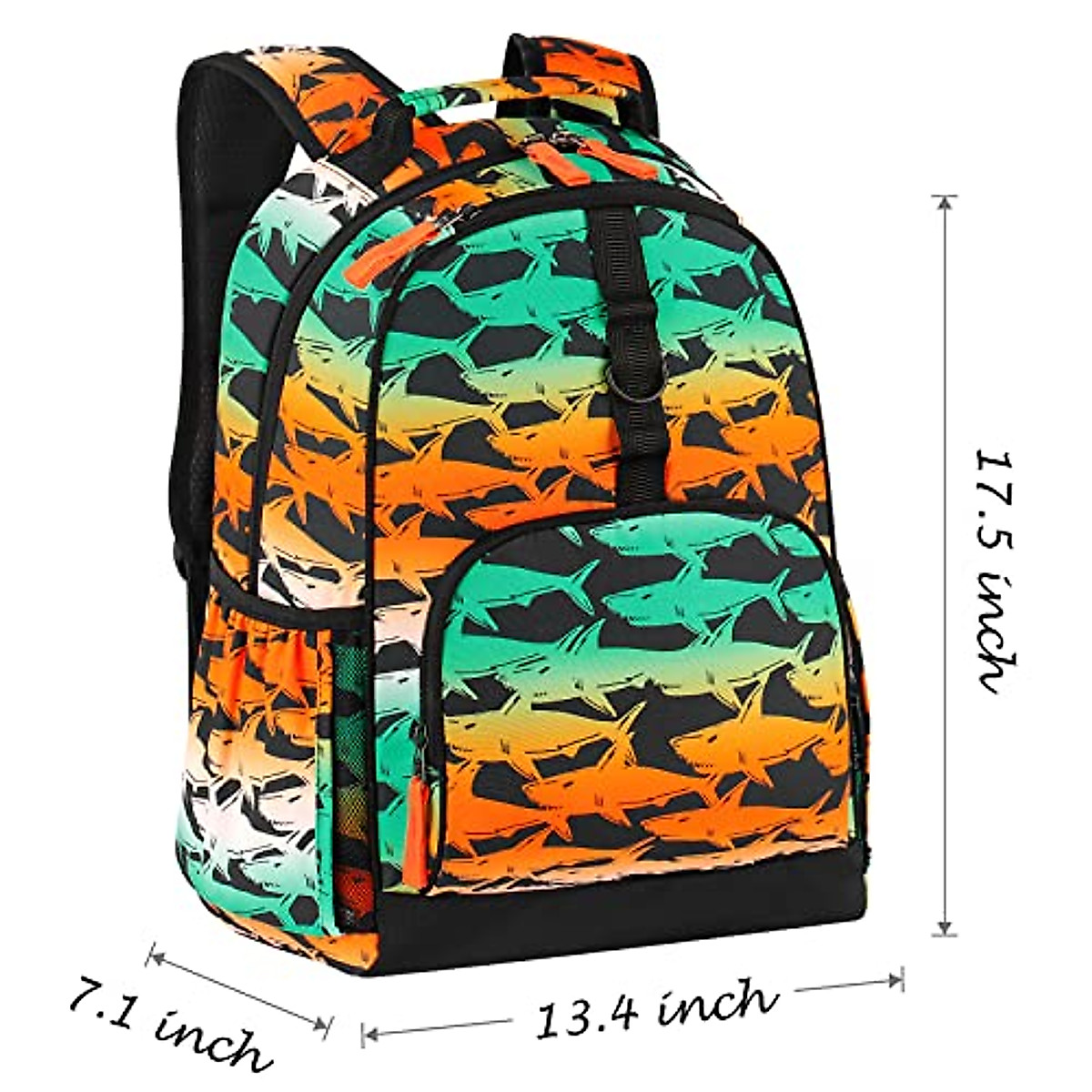Choco Mocha Hawaii Shark Backpack for Boys Backpacks for Elementary School Backpack for Kids Backpack Boys 17 inch Backpack for Boys Shark Bookbag with Chest Strap 5-7 6-8 School Bag 2nd 3rd Grade