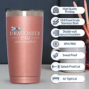 Dragonfly Inn Rose Glod Stainless Steel Insulated Tumblers 20 Oz - Gilmore Girls Merchandise - Women Gifts - Birthday Gifts