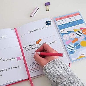 Busy B Perfect Planner A5 Week to View Diary January to December 2021 - Pink Faux Leather Week to View Planner with Stickers & Tear-Out Lists