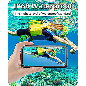 WIFORT iPhone 12 Waterproof Case - Built-in Screen Protector Water Resistant Cover Protective Drop Protection Hard, Shockproof Full Body Defender Tough Military Grade - 6.1" Black