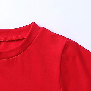 Toddler Little Kids Baby Boys Girls Magic Flip Sequins Tshirt,Short Sleeve Crew Neck Pullover Tees Tops Red