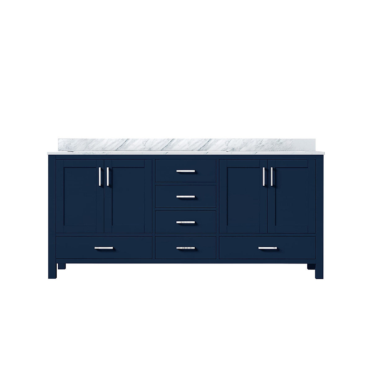Bell+Modern Big Sur 72 in. W x 22 in. D Navy Blue Double Bath Vanity and Carrara Marble Top
