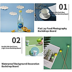 Food Photography Backdrops Board 3PCS Photo Backdrop Board, Double Side Flat Lay Photography Backdrops, 24x24 inch Waterproof Background Decorations with 3 Bracket for Photography