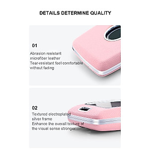 SANRILY PC+Leather Key Fob Cover for Jaguar XF 2021 and for Land Range Rover Discovery Rover Sport 2018 2019 Keyless Smart Key Case Shell with Keychain Pink