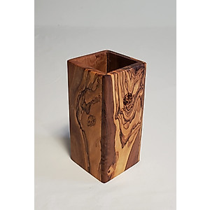 OLIVIKO Handmade Olive Wood Holder+ Utensils Kit of 5 Utensils Holder+ 2 Spatula + 3 Spoon 100% Olive Wood