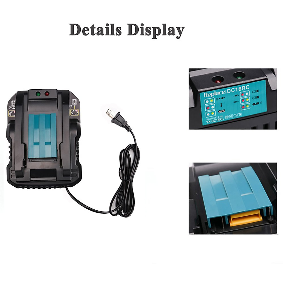 4A DC18RC Li-Ion Battery Charger for Makita 14.4V &18V Lithium-Ion Battery Power Supply for BL1830 BL1840 BL1850 BL1815 BL1430 Power Tools (4A)