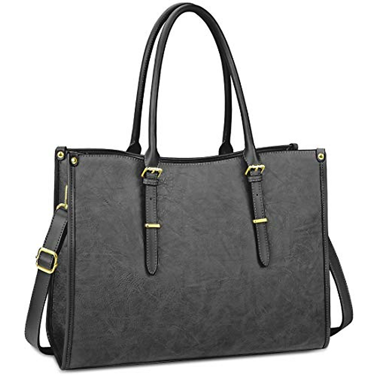 Laptop Bag for Women 15.6 Inch Waterproof Lightweight Leather Laptop Tote Bag Womens Professional Business Office Work Bag Briefcase Large Computer Bag Shoulder Handbag Gray