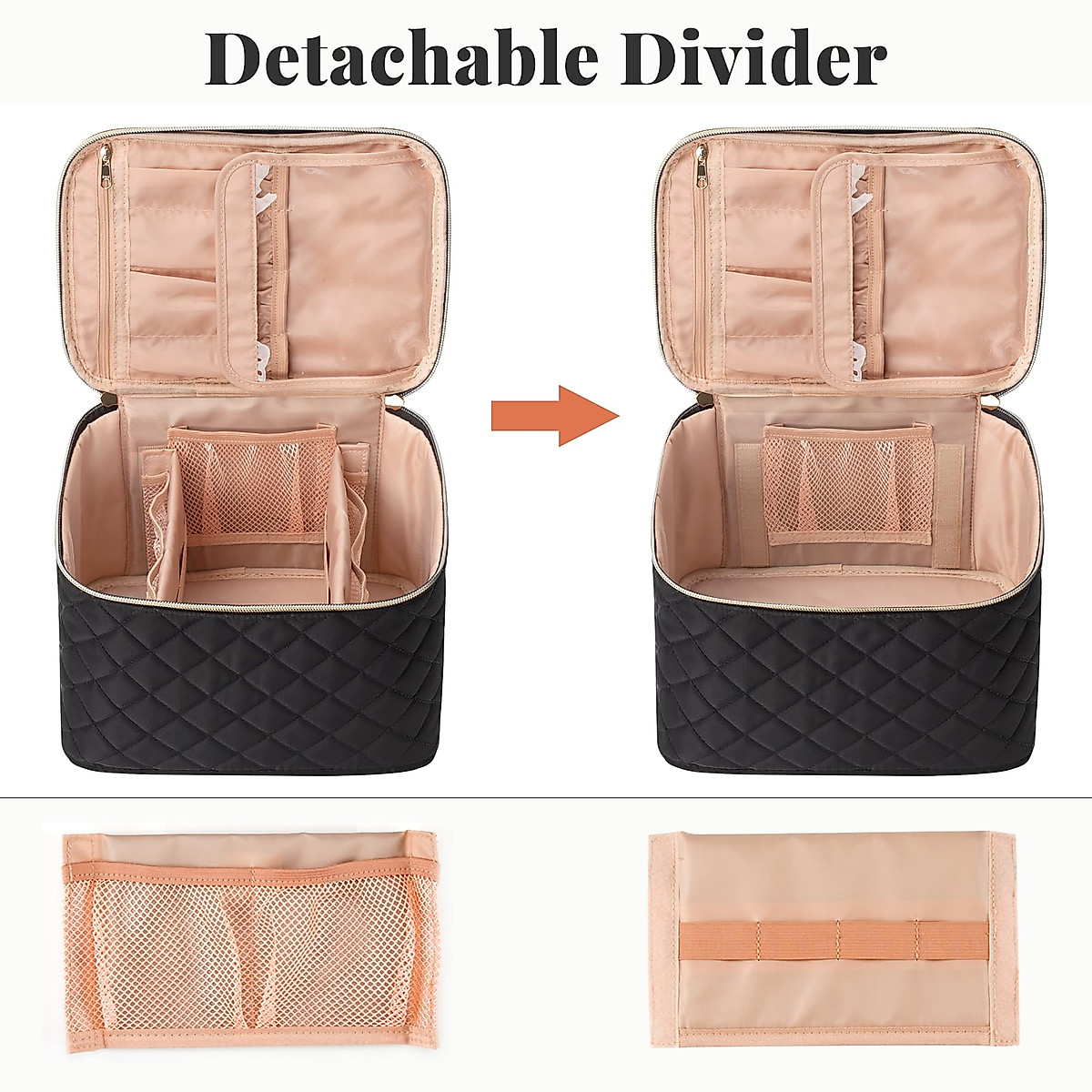 OCHEAL Makeup Bag, Large Travel Cosmetic Bags for Women Washable Make Up Bag Organizer Train Case -Large,Black