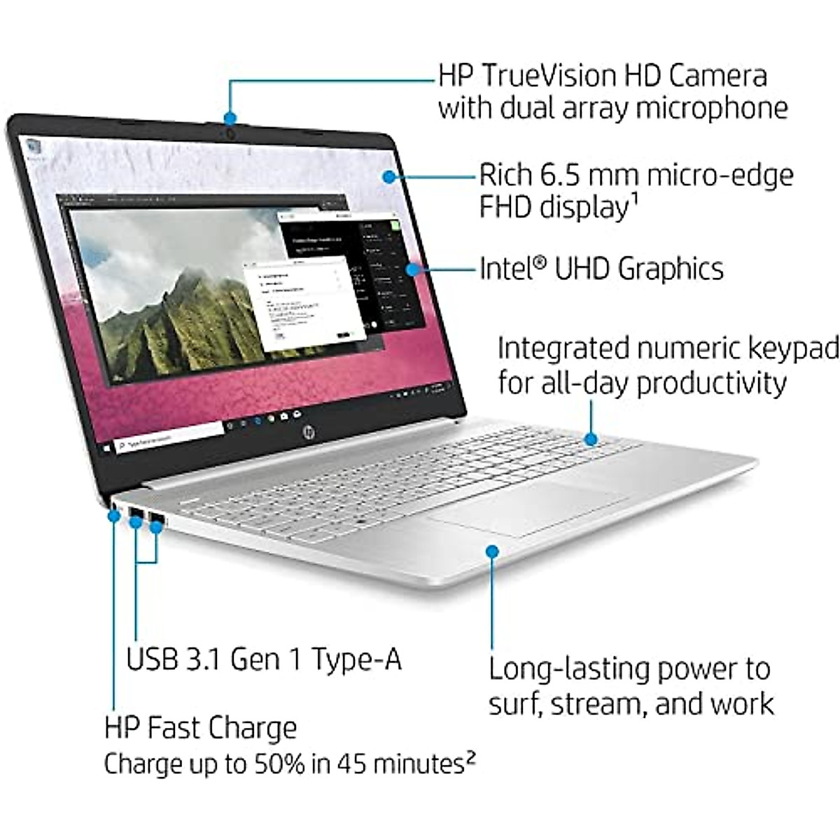 HP 15.6" FHD 1920x1080 IPS Touchscreen Laptop, Intel Core i7-1065G7,16GB RAM, 512GB SSD,Silver, Windows 10 Home,Silver